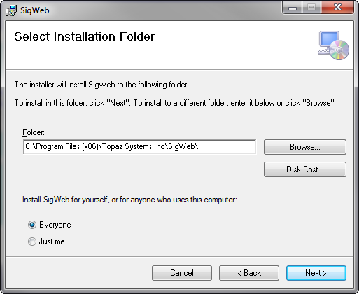 Topaz Signature SigWeb Browser API